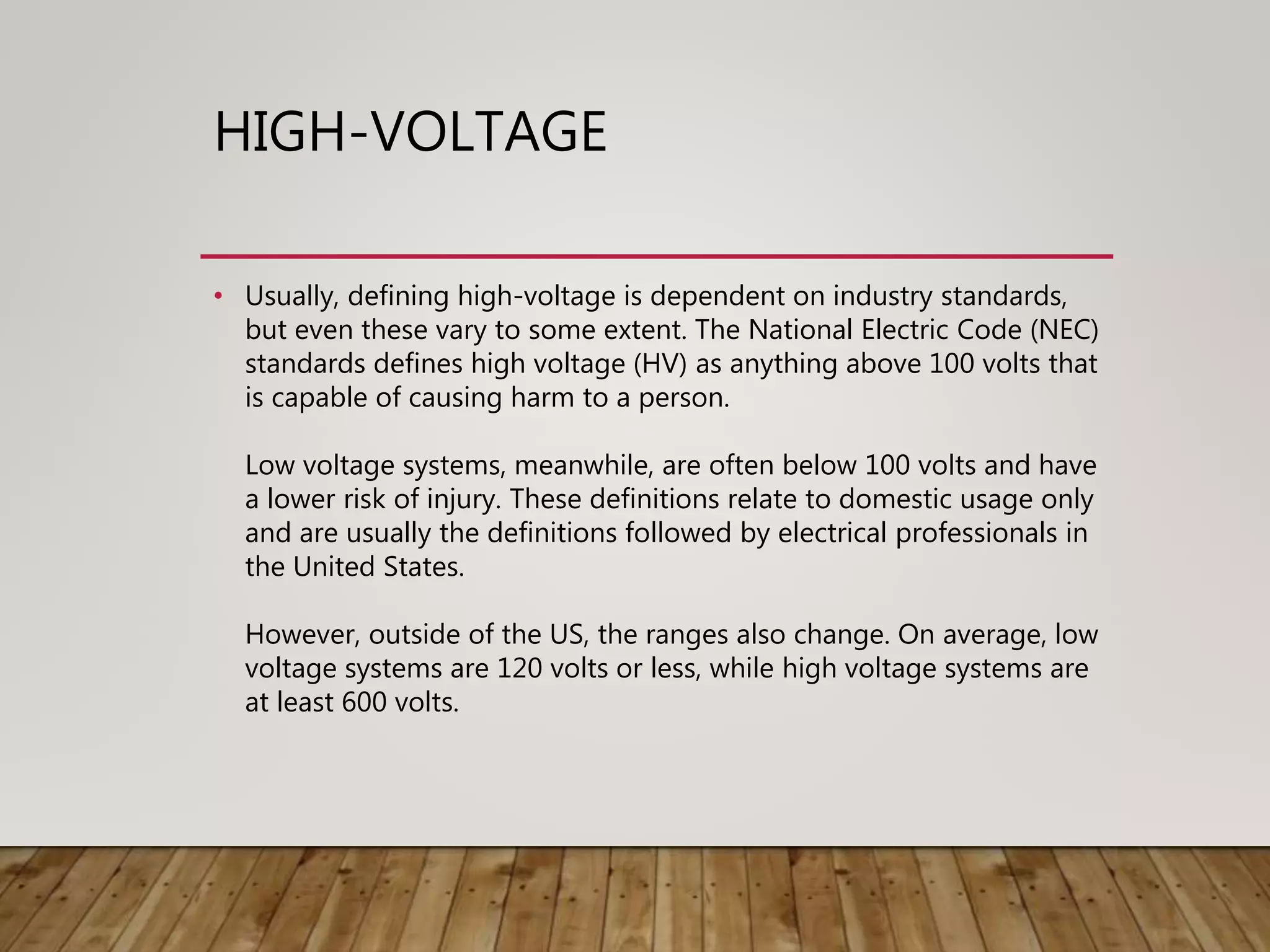 What Constitutes a High-Voltage Electrical System? | PPT