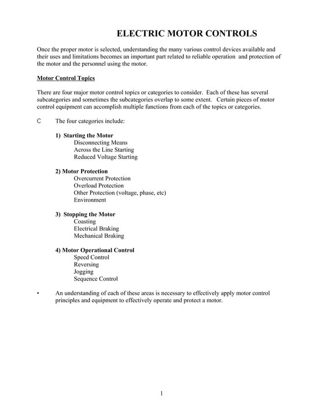 Electric motor-controls-tutorial | PDF