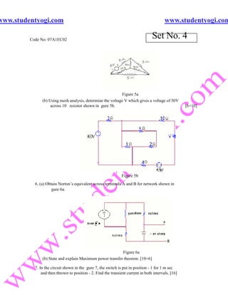 Electrical Circuits Analysis Jntu Model Paper{Www.Studentyogi.Com} | PDF