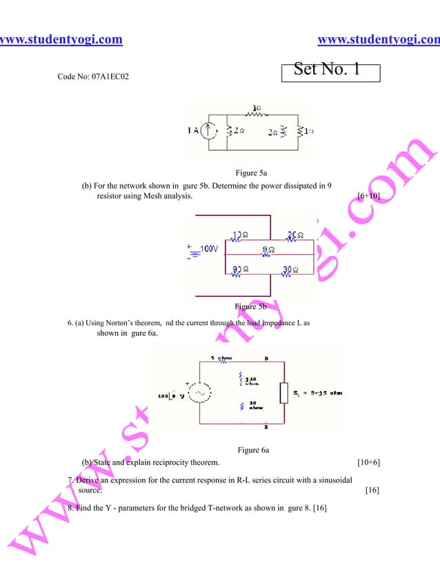 Electrical Circuits Analysis Jntu Model Paper{Www.Studentyogi.Com} | PDF