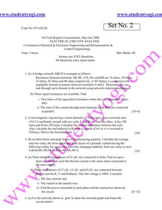 Electrical Circuits Analysis Jntu Model Paper{Www.Studentyogi.Com} | PDF
