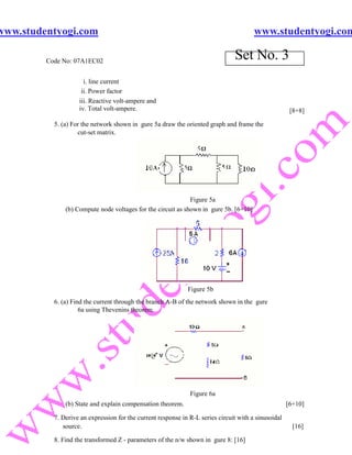Electrical Circuits Analysis Jntu Model Paper{Www.Studentyogi.Com} | PDF