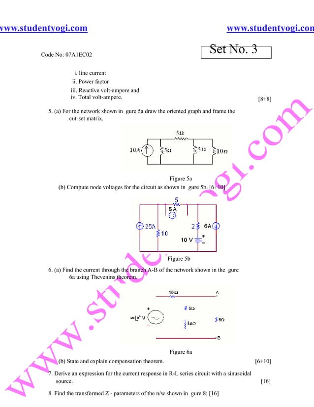 Electrical Circuits Analysis Jntu Model Paper{Www.Studentyogi.Com} | PDF