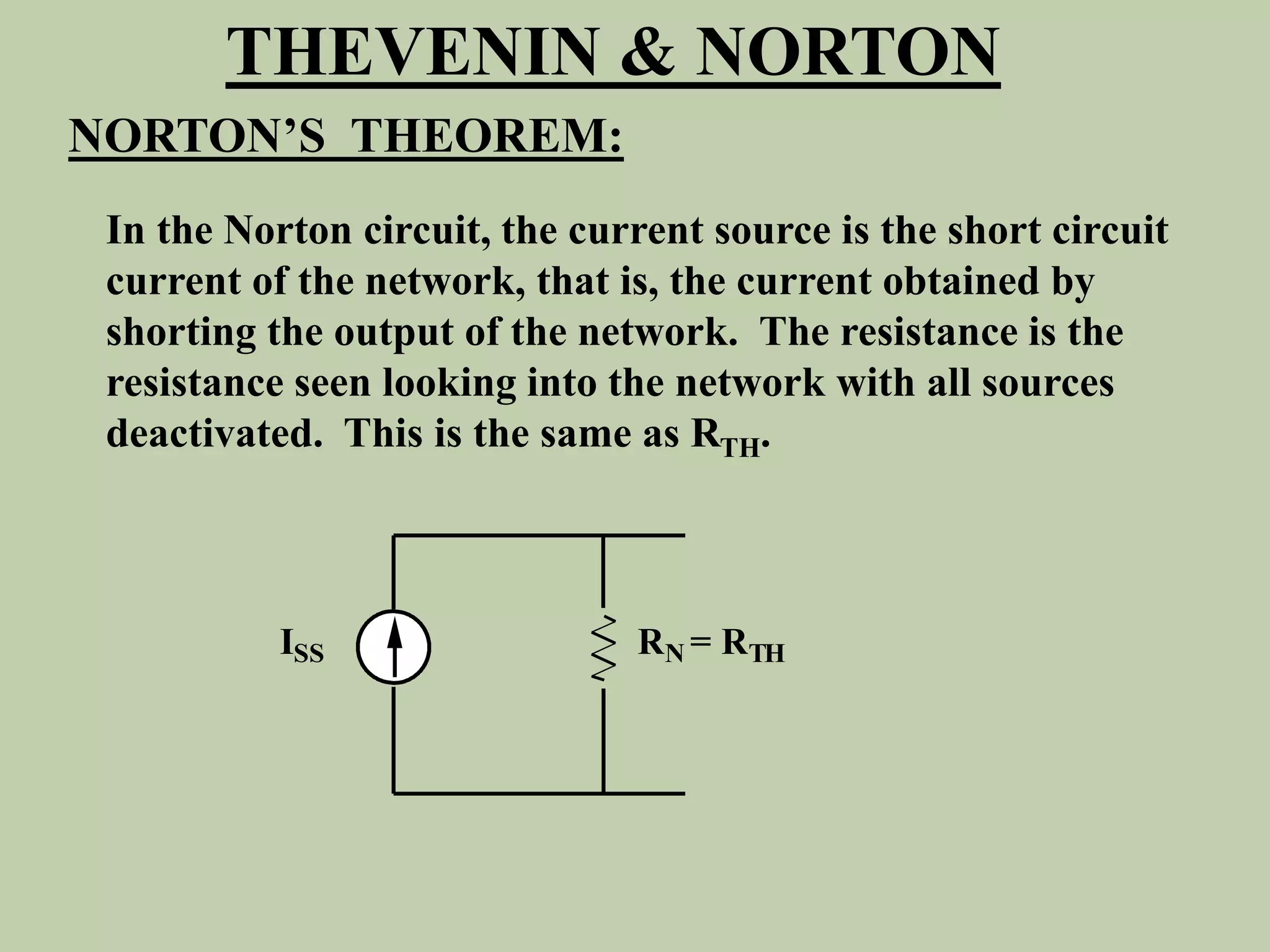Thevenin and Norton's theorem | PPT