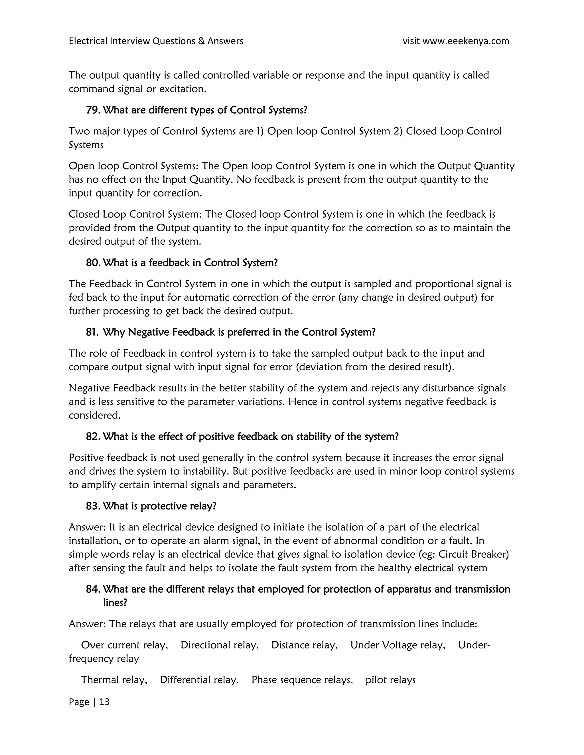 Electrical interview-questions-answers | PDF