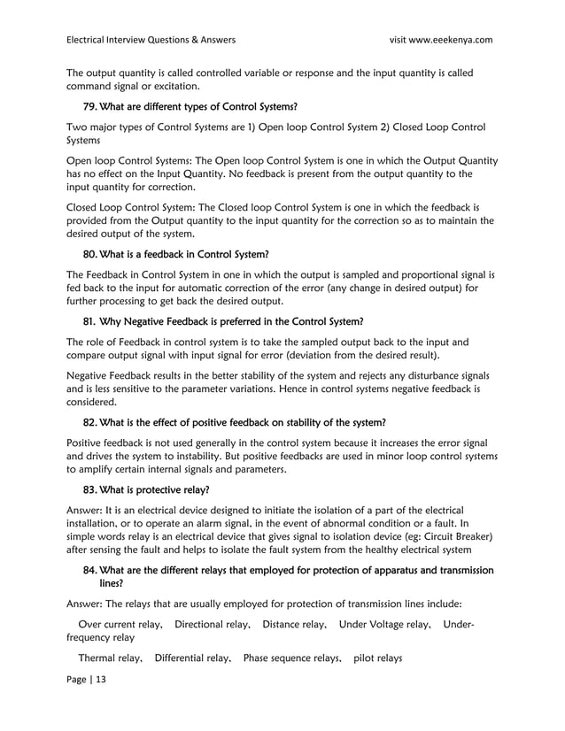 Electrical interview-questions-answers | PDF
