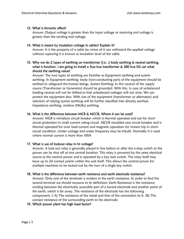 Electrical interview-questions-answers | PDF