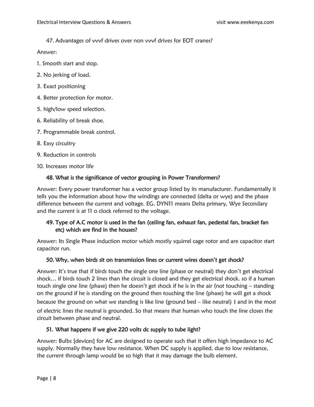 Electrical interview-questions-answers | PDF
