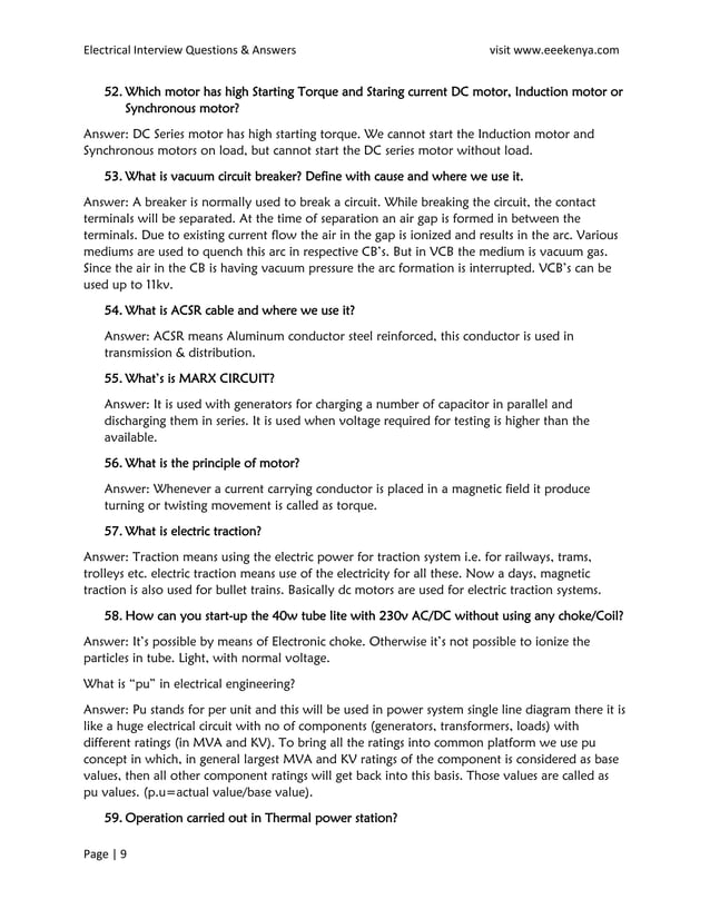 Electrical interview-questions-answers | PDF