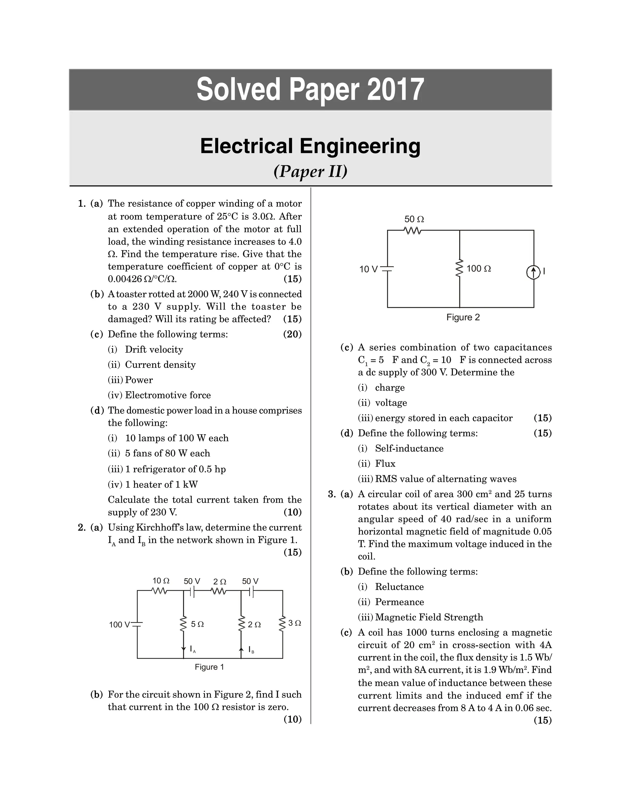Electrical-Paper-II for ssc je examination | PDF
