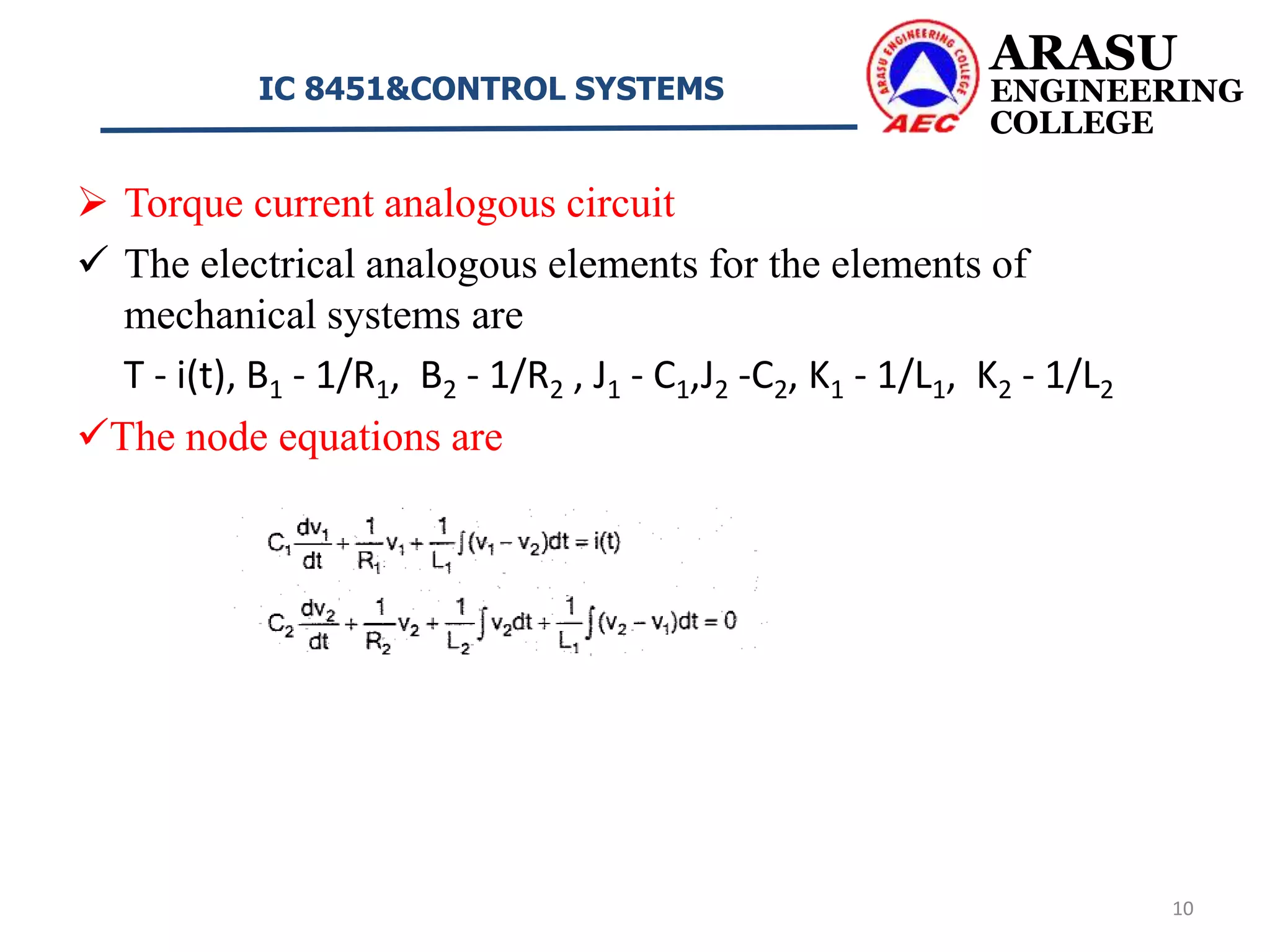 Electrical analogous of mechanical rotational system | PPTX
