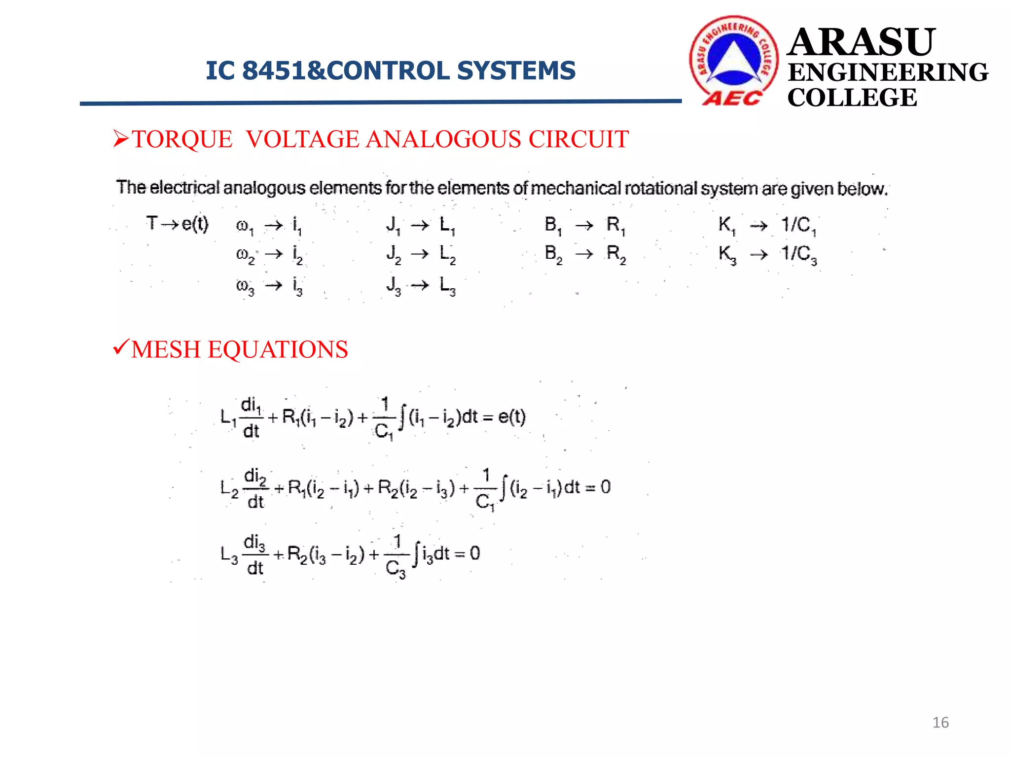 Electrical analogous of mechanical rotational system | PPTX