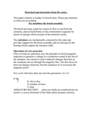 Electrical and electronics form five notes | DOC