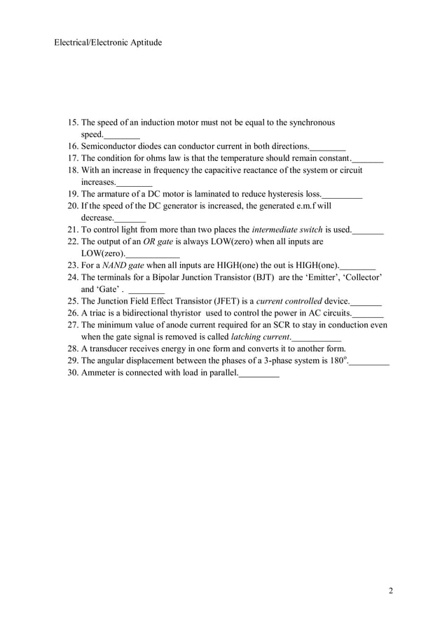 Electrical aptitude test | PDF | Physics | Science