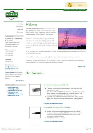 Electrical Cables and Wires - AC Harris Cable Corporation | PDF