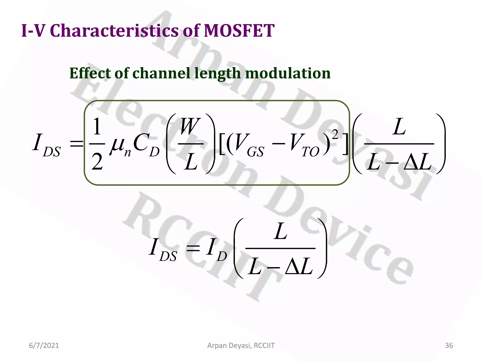 Electrical characteristics of MOSFET | PDF