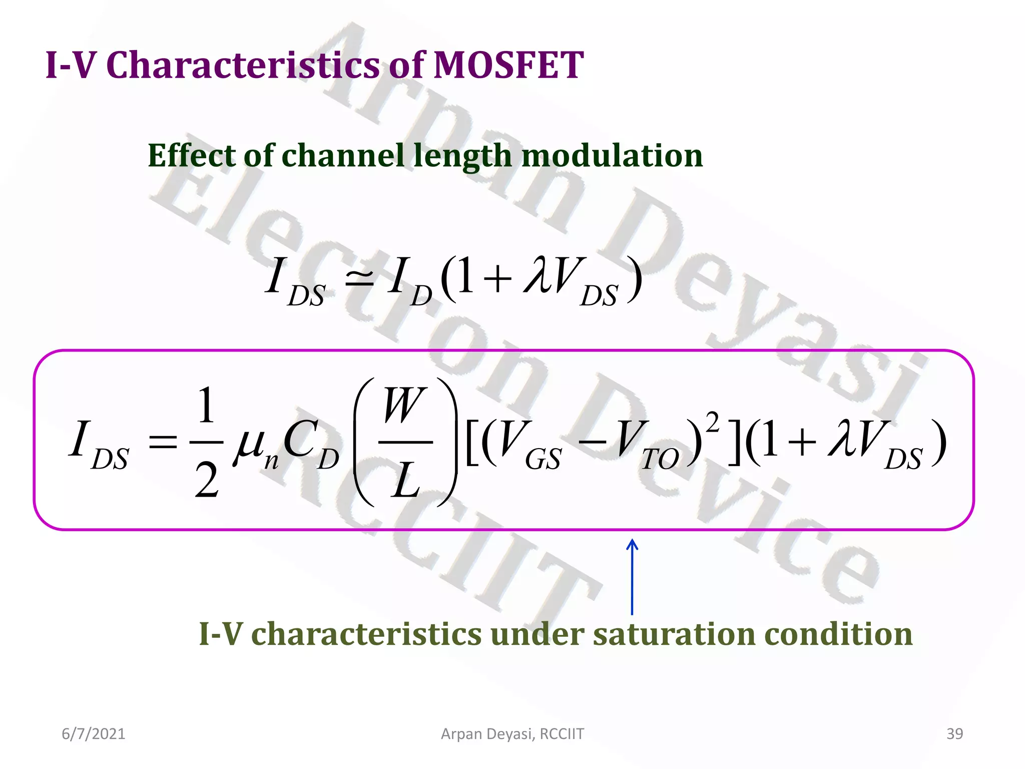 Electrical characteristics of MOSFET | PDF
