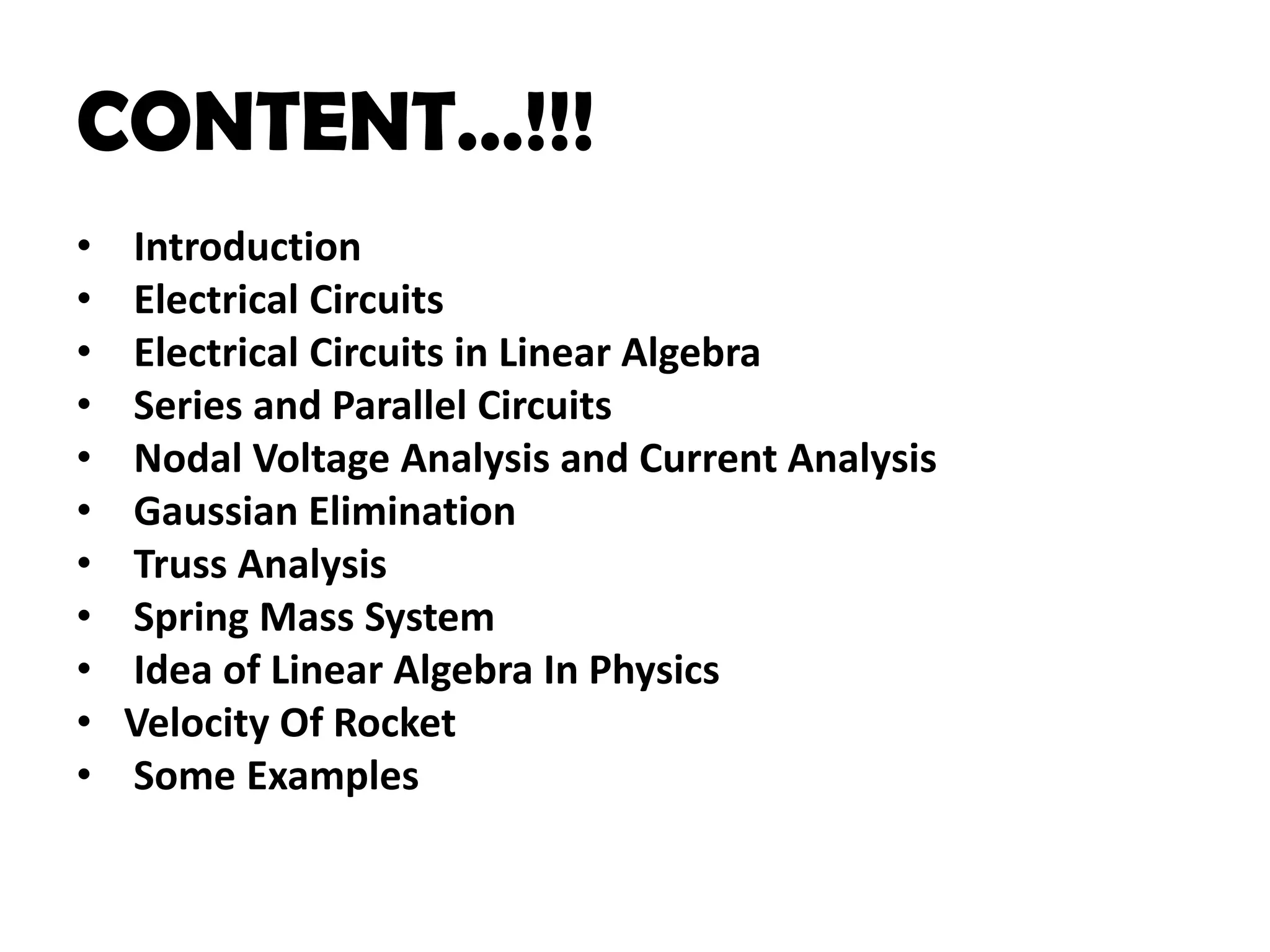 Electrical circuits in concept of linear algebra | PPTX