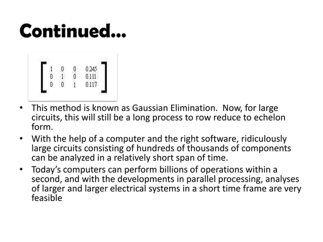 Electrical circuits in concept of linear algebra | PPTX | Physics | Science