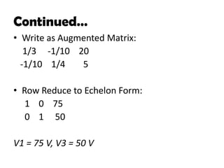 Electrical circuits in concept of linear algebra | PPTX