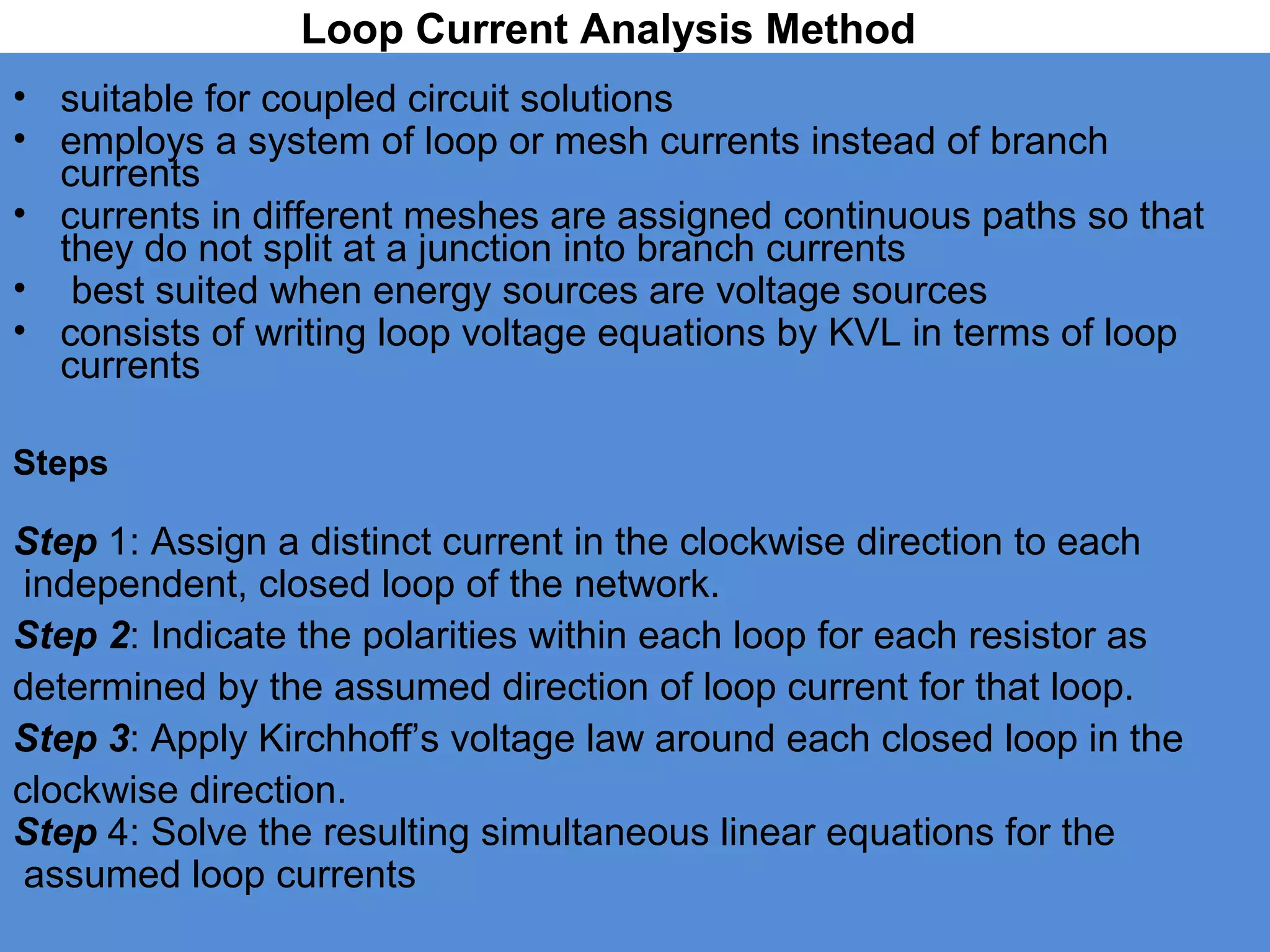 Electrical circuitsand methods of network analysis | PPT