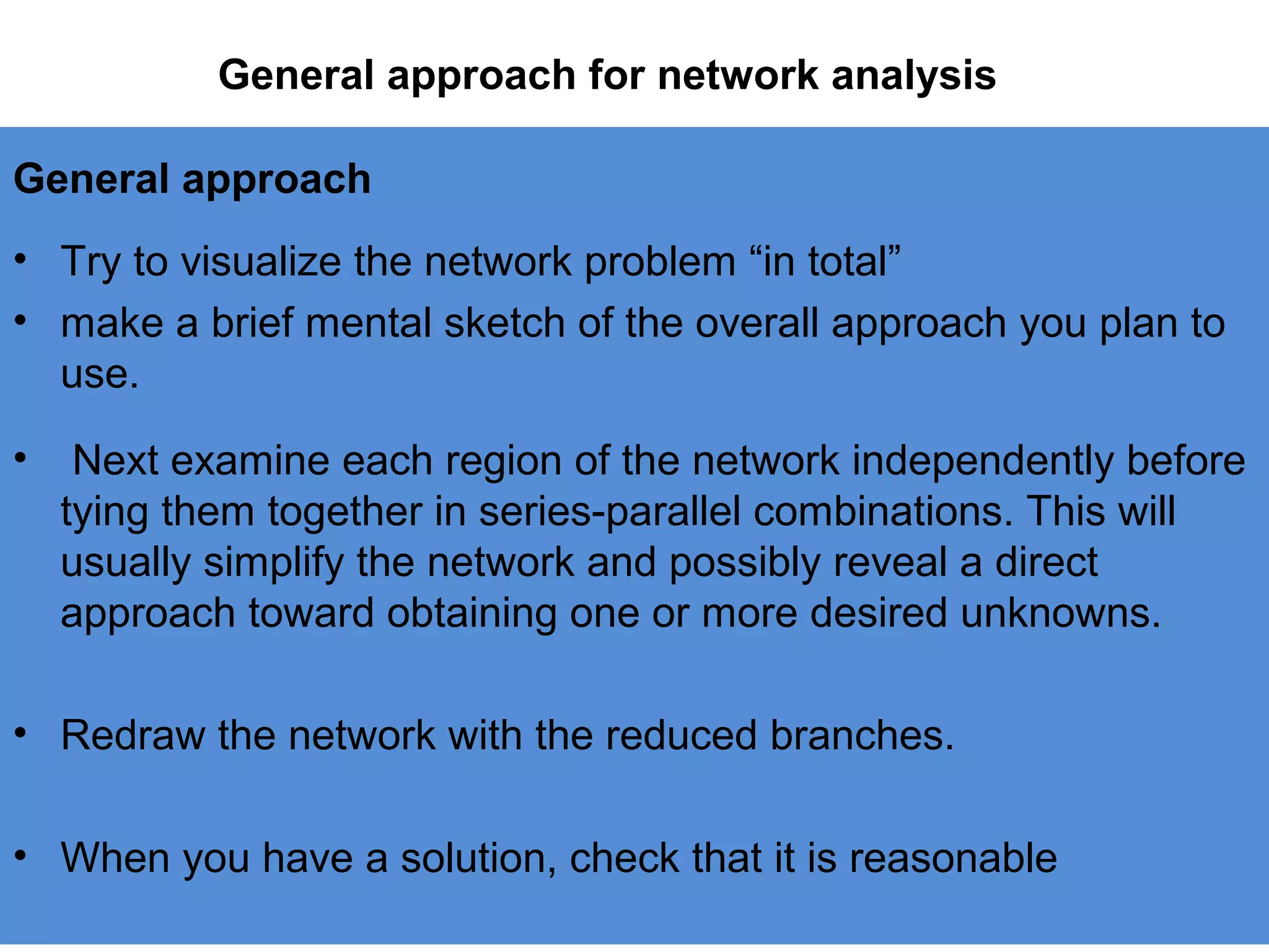 Electrical circuitsand methods of network analysis | PPT