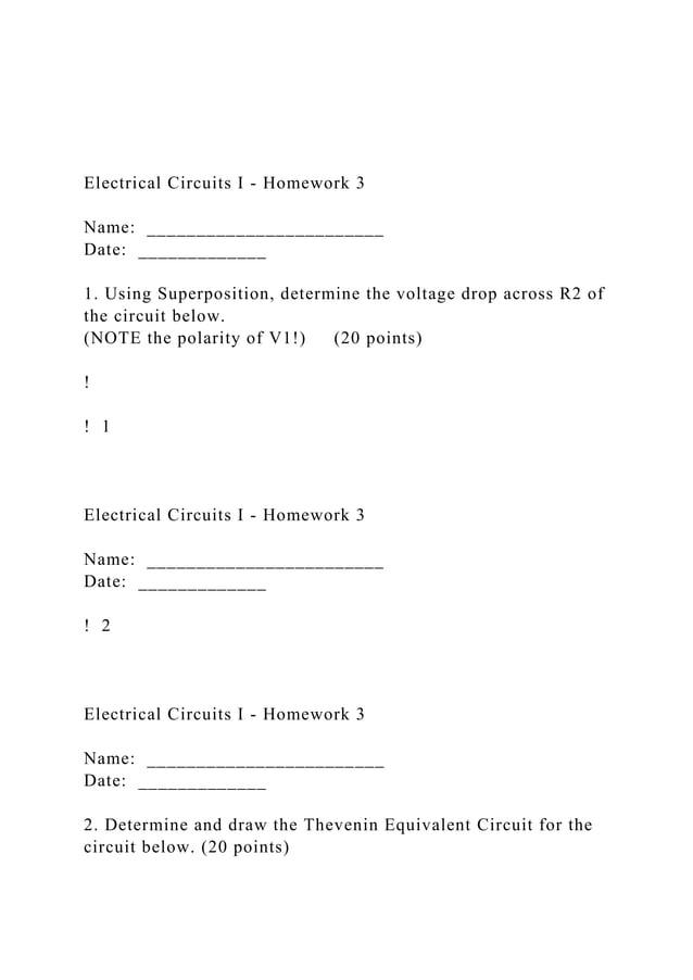Electrical Circuits I - Homework 3 Name ________________.docx
