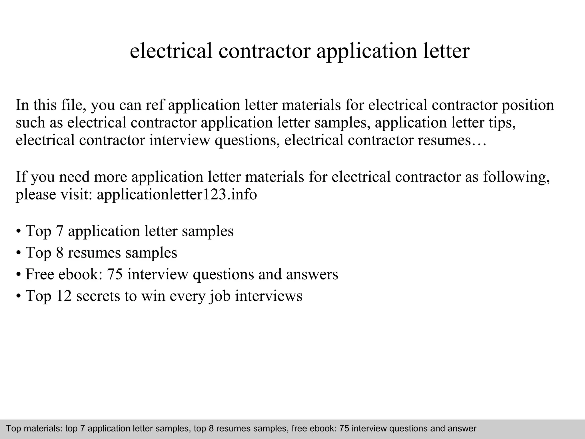 Electrical contractor application letter | PPT