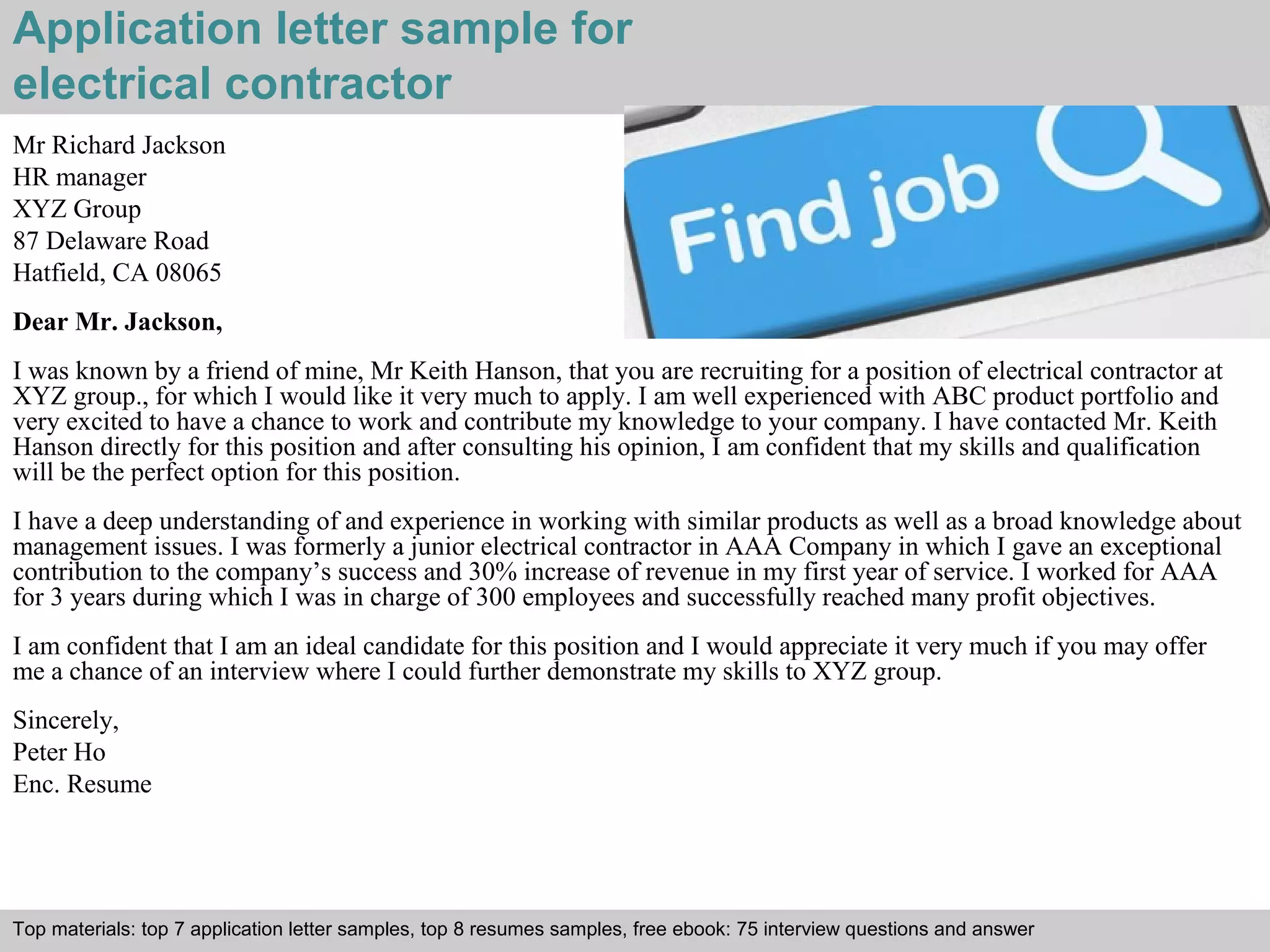 Electrical contractor application letter | PPT
