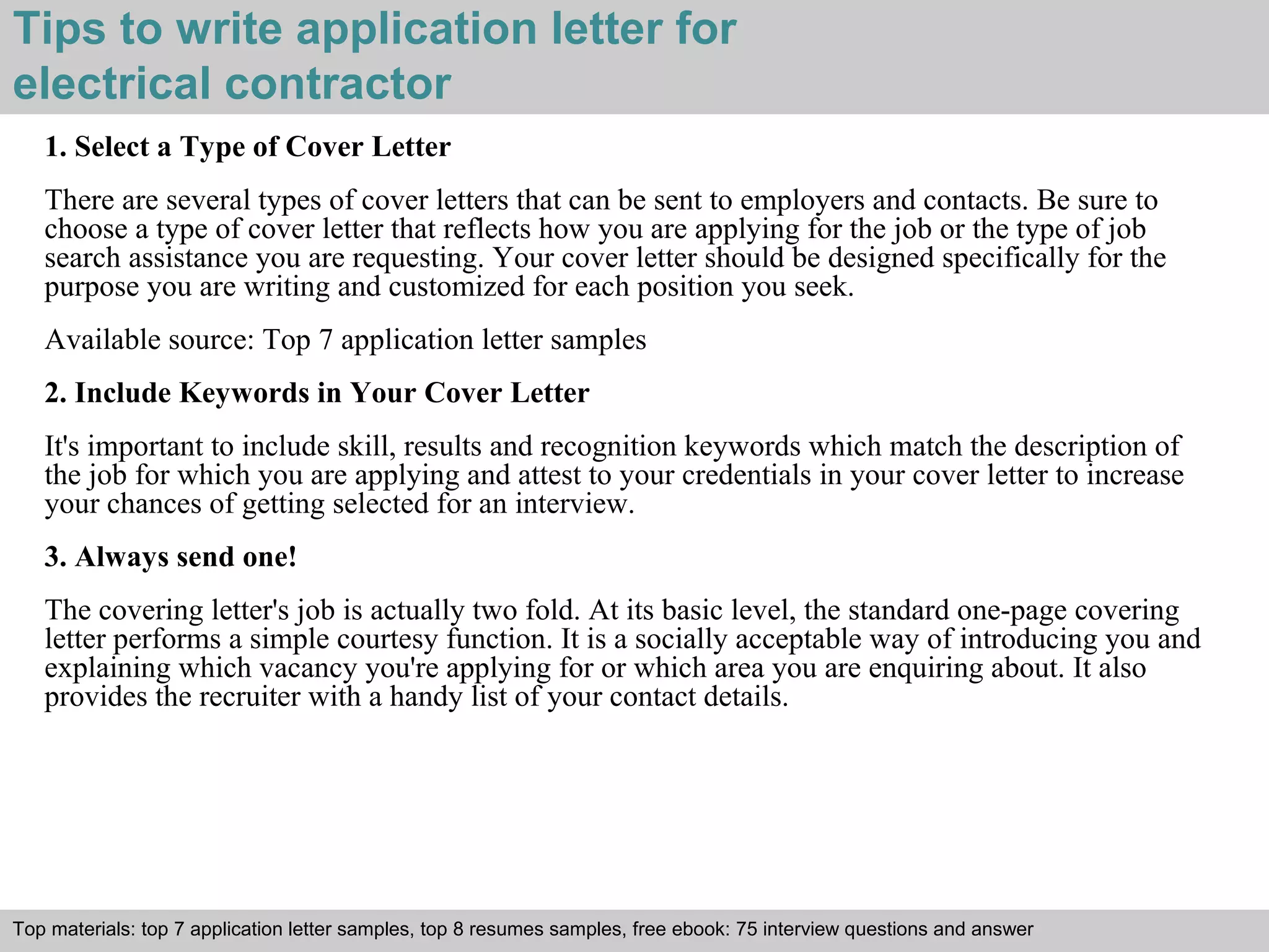 Electrical contractor application letter | PPT