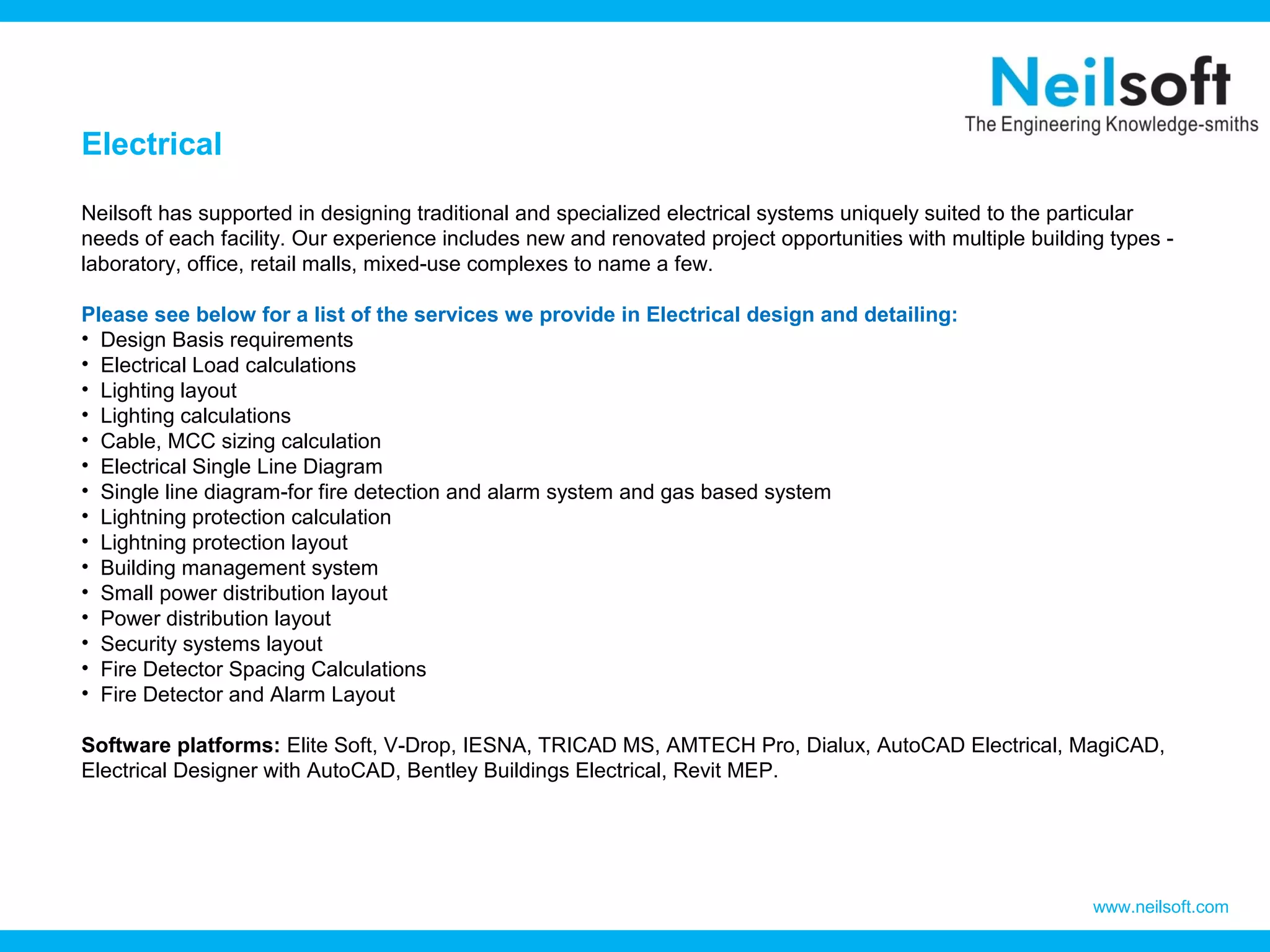 Electrical design and detailed engineering at neilsoft | PPT | Computer ...