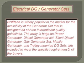 Electrical dg and generator sets | PPTX | Manufacturing Industry ...