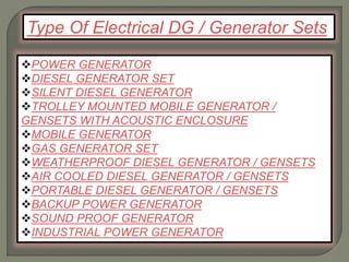 Electrical dg and generator sets | PPTX