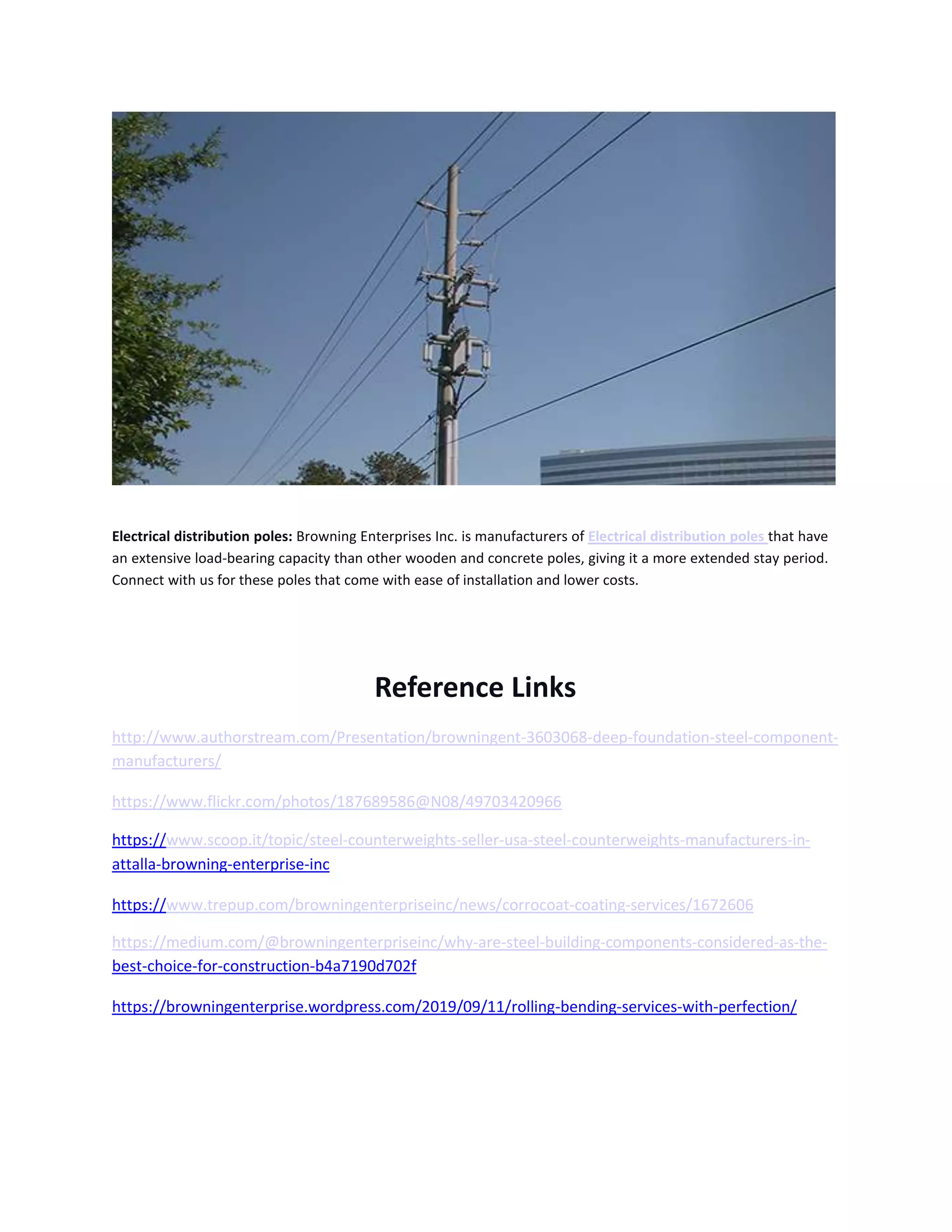 Electrical Distribution Poles and Commercial Steel Building | PDF