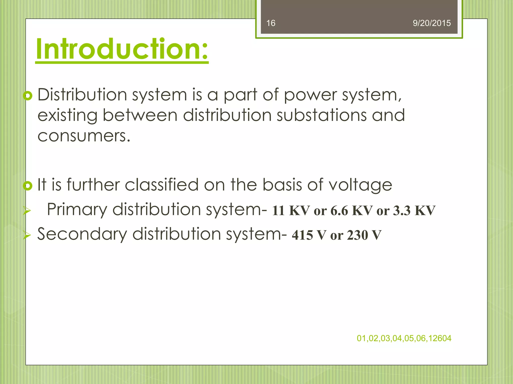 Electrical distribution system | PPTX