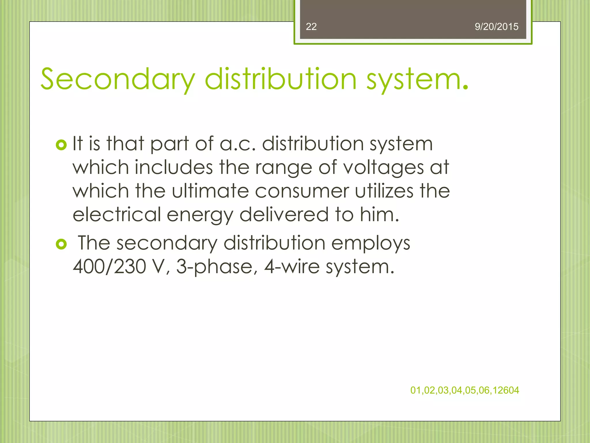 Electrical distribution system | PPTX
