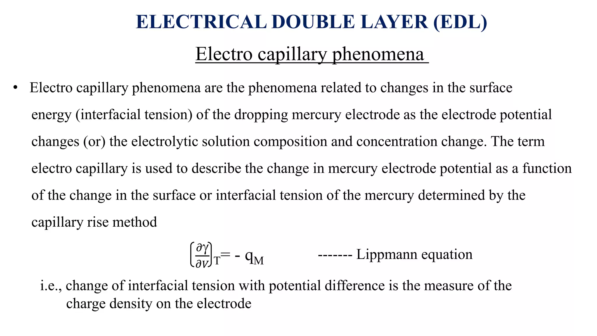 ELECTROCHEMISTRY - ELECTRICAL DOUBLE LAYER | PPTX