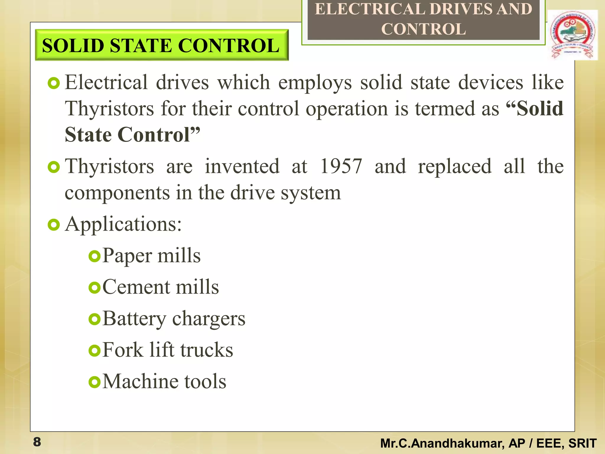 Electrical drives and control | PPTX