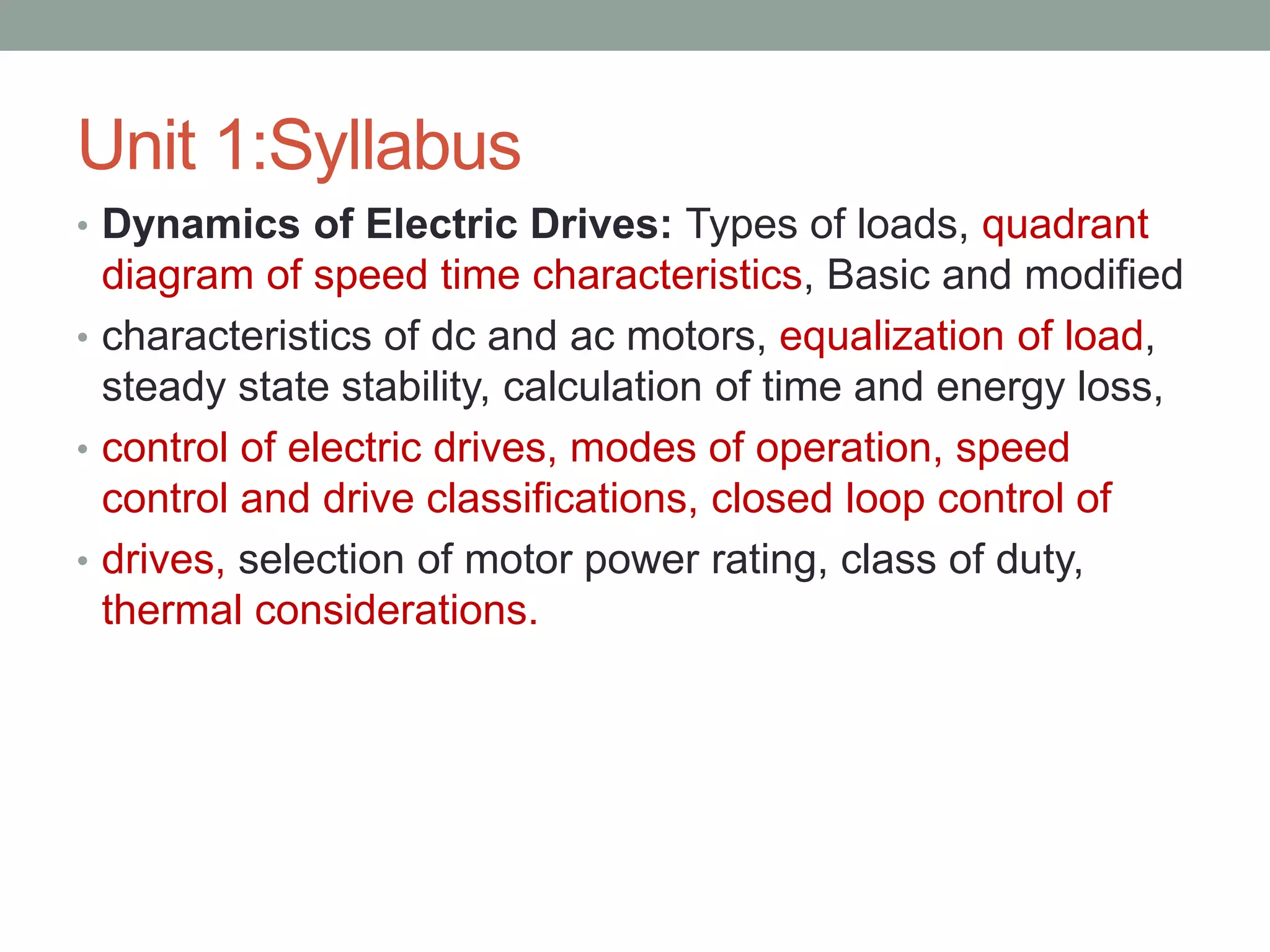 Electrical drive unit 1 as per IP university_EEE | PDF