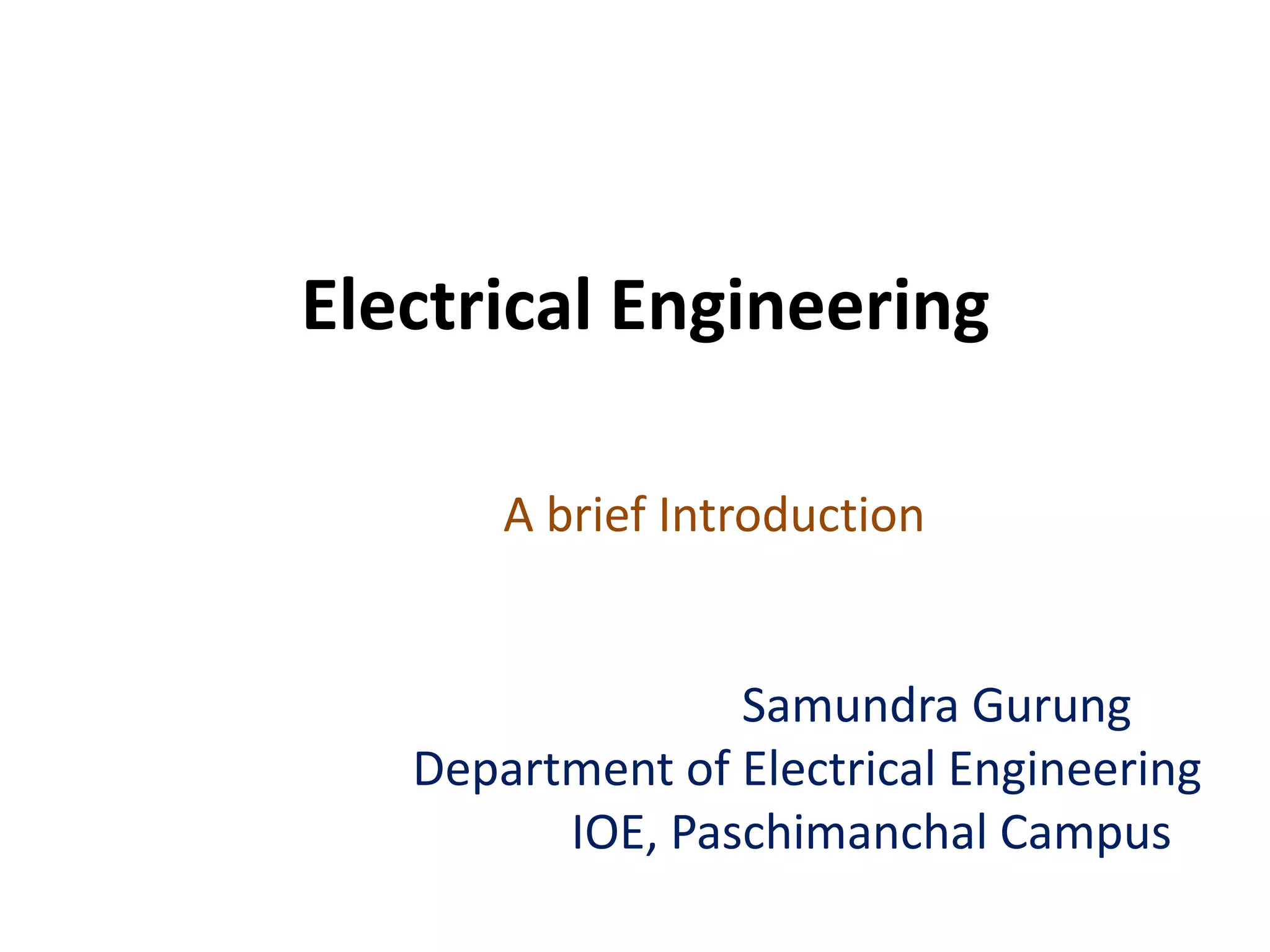 A brief introduction to Electrical engineering | PDF