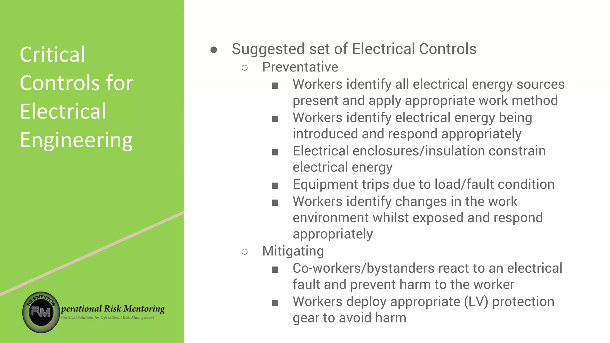 Electrical engineering control plans building on a valid control ...