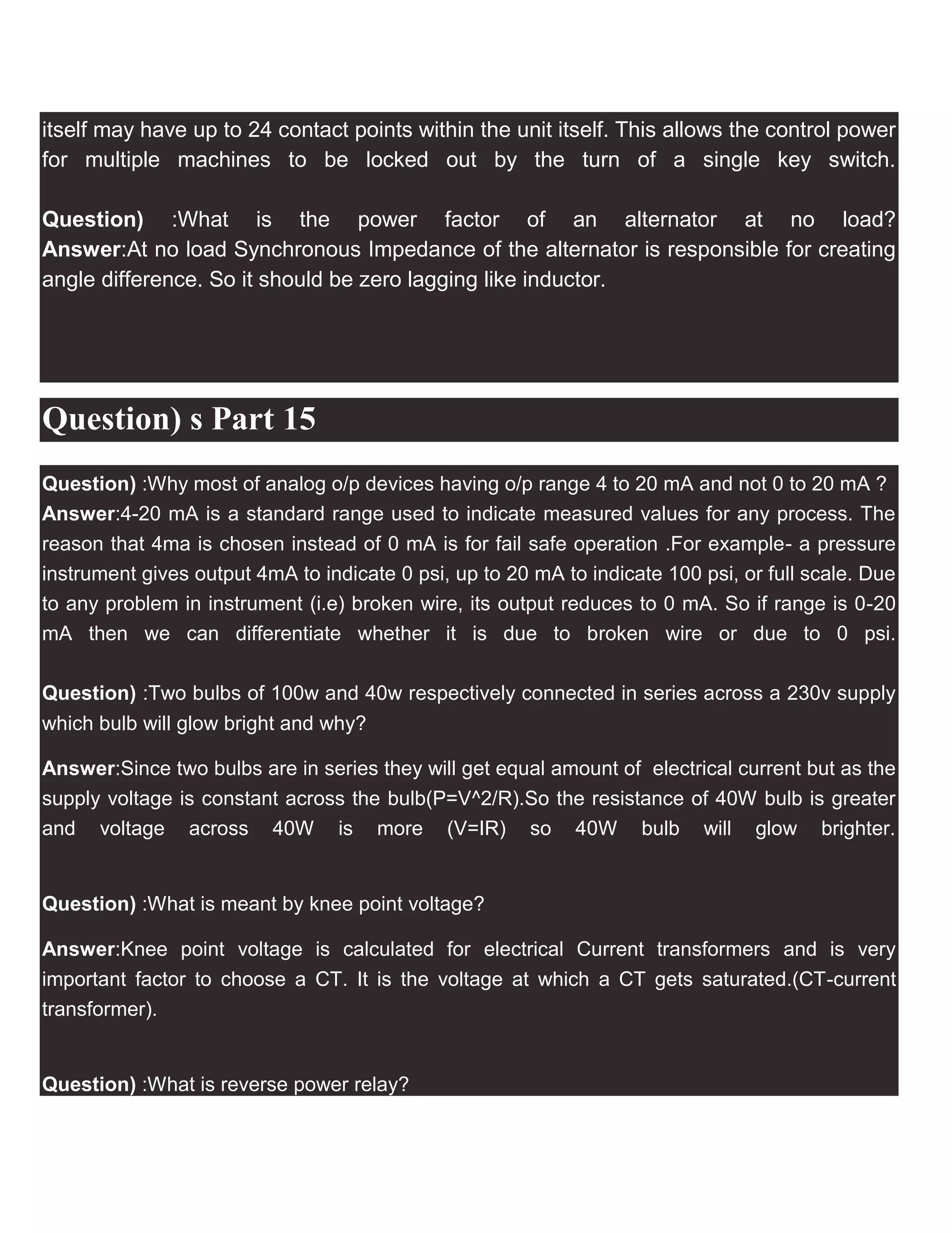 Electrical Engineering Interview Questions | DOCX