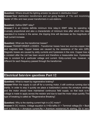 Electrical Engineering Interview Questions | DOCX