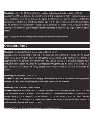 Electrical Engineering Interview Questions | DOCX