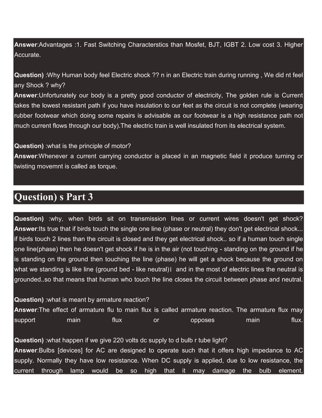 Electrical Engineering Interview Questions | DOCX