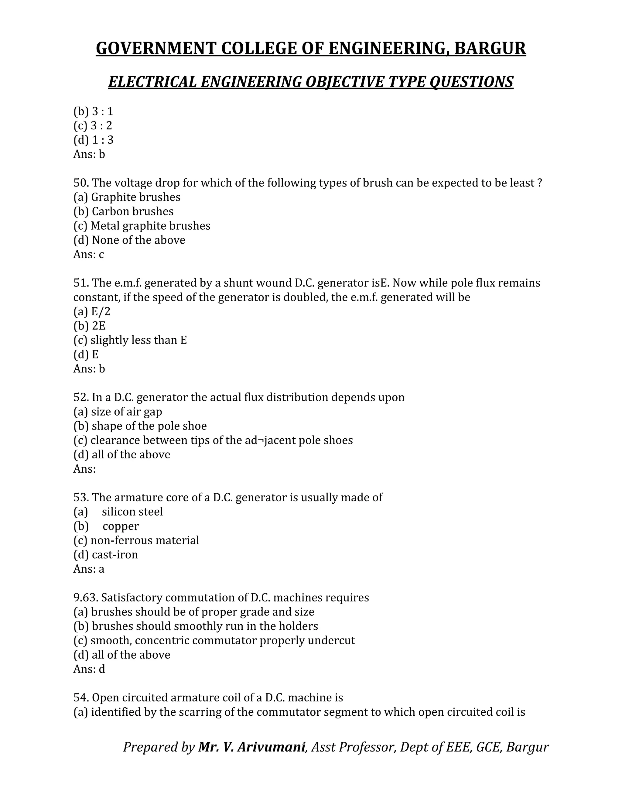 Electrical engineering objective type questions | PDF