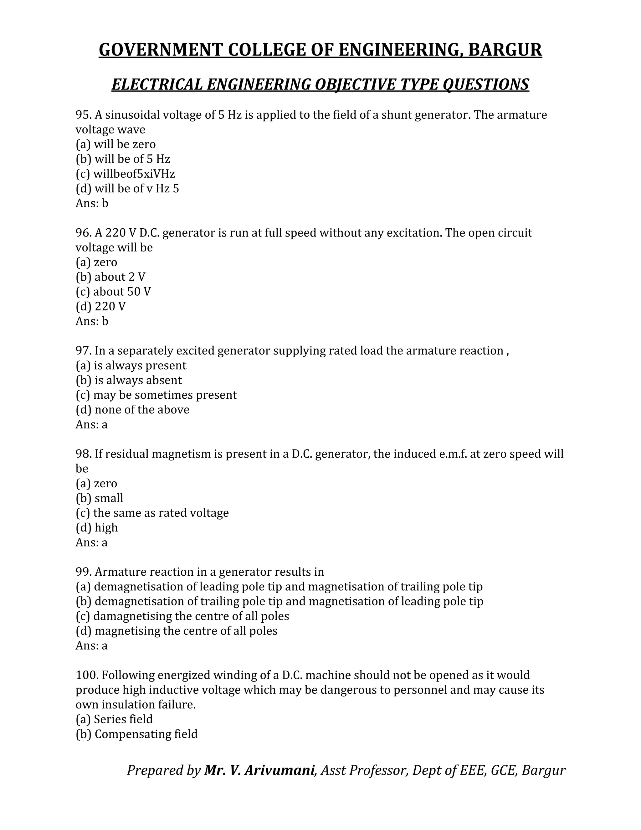 Electrical engineering objective type questions | PDF | Radio Control | Hobbies & Interests