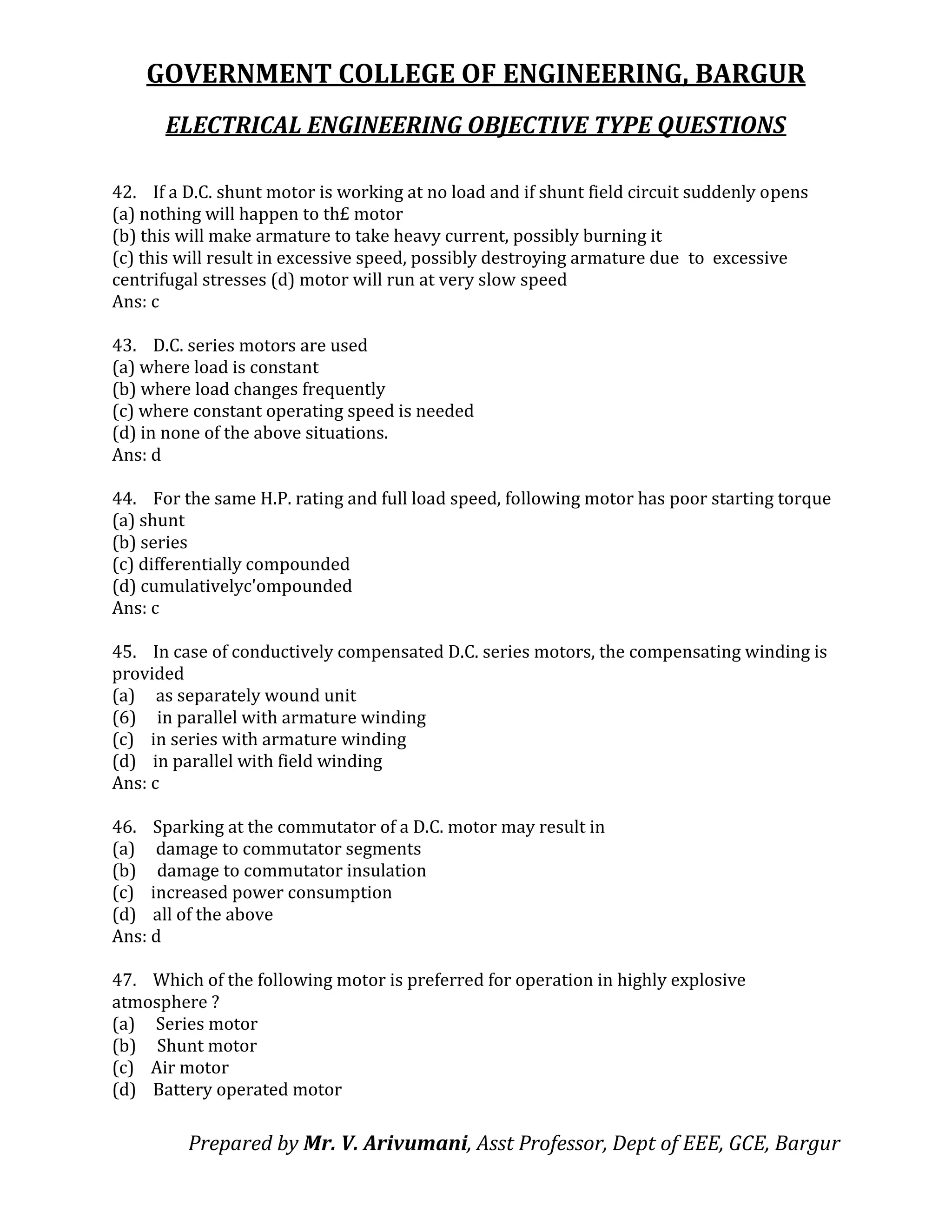Electrical engineering objective type questions | PDF | Radio Control ...