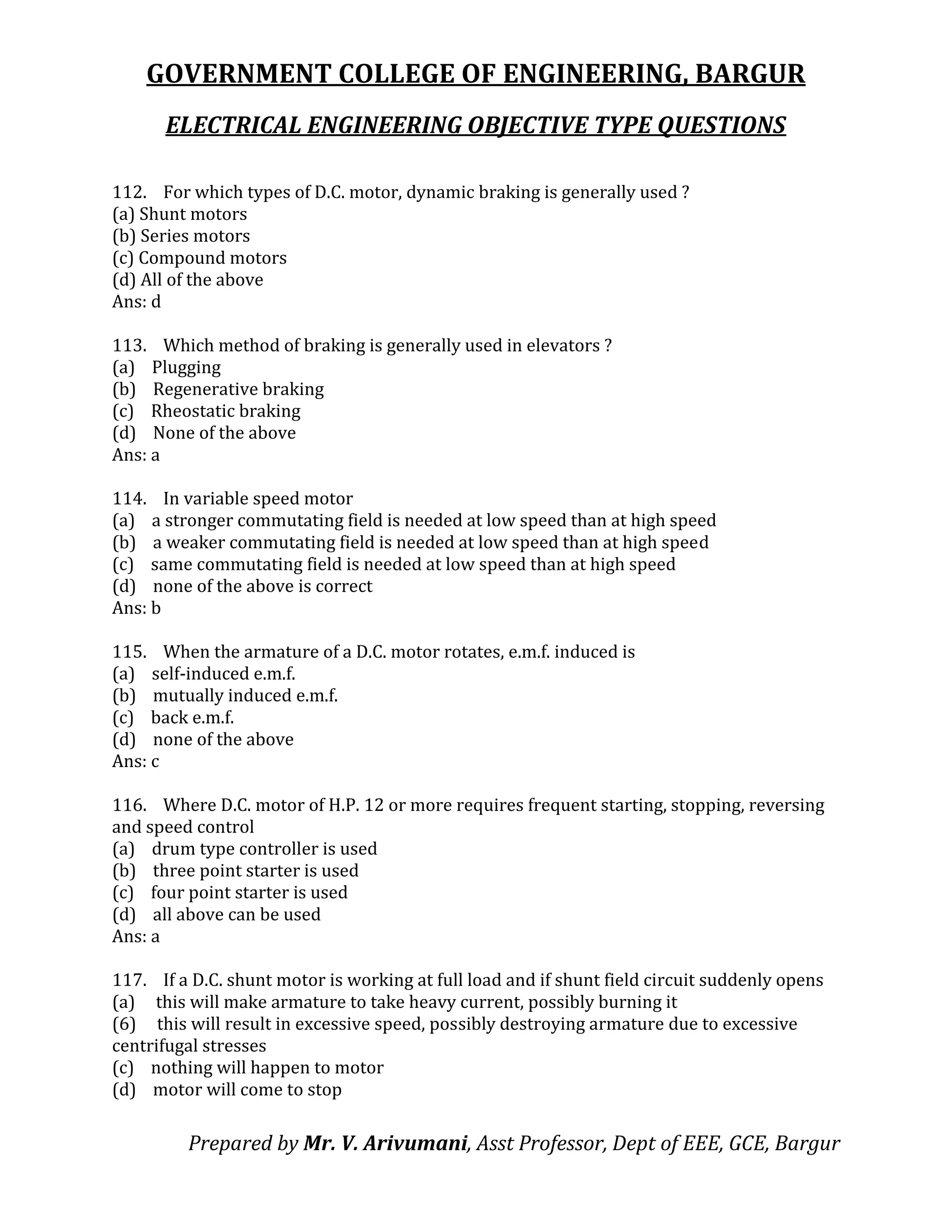 Electrical engineering objective type questions | PDF