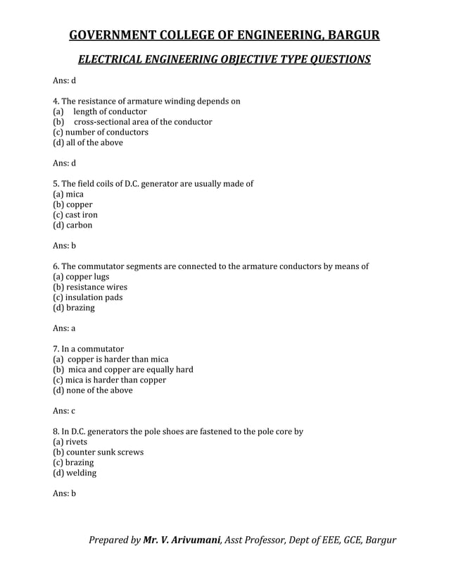 Electrical engineering objective type questions | PDF | Radio Control | Hobbies & Interests